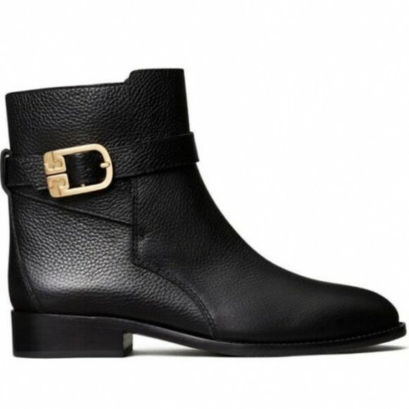 Tory Burch | Shoes | Tory Burch Brooke Black Leather Block Heel Ankle ...